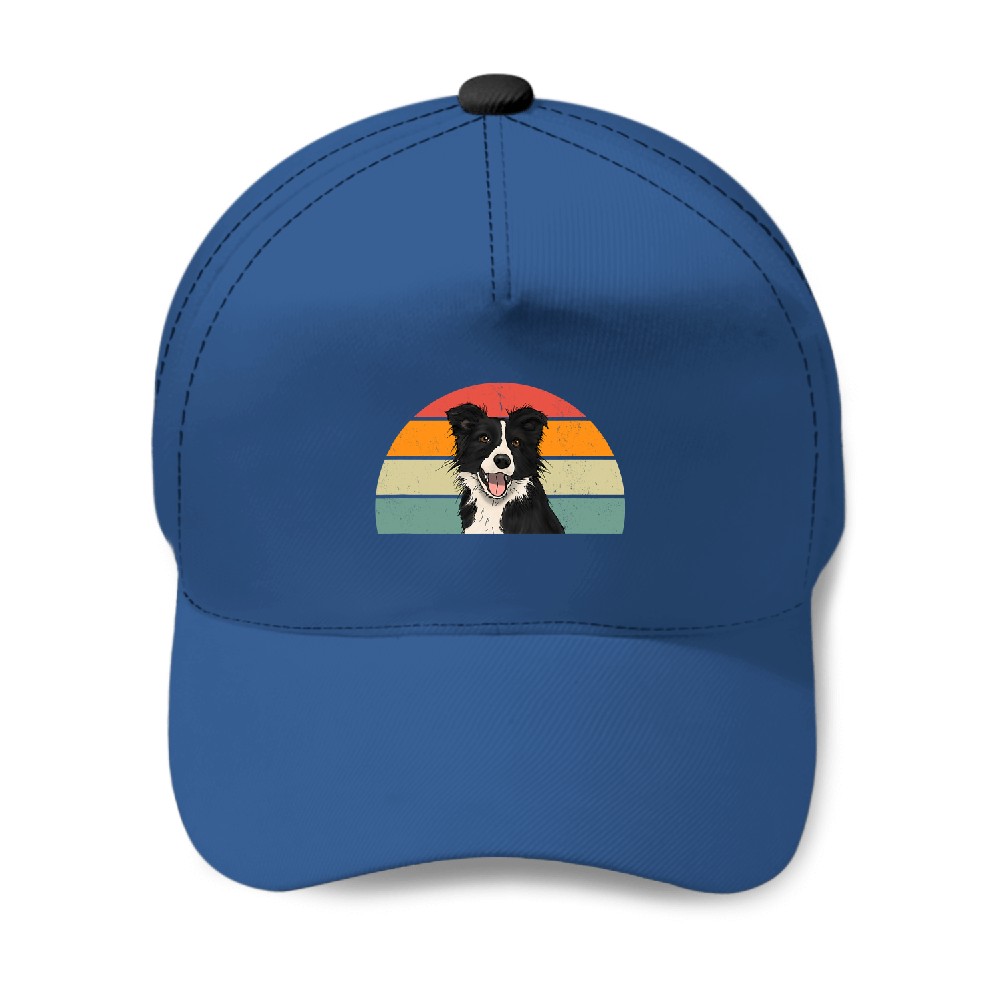 Dog Border Collie Vintage Border Collie Dog Mens Baseball Caps