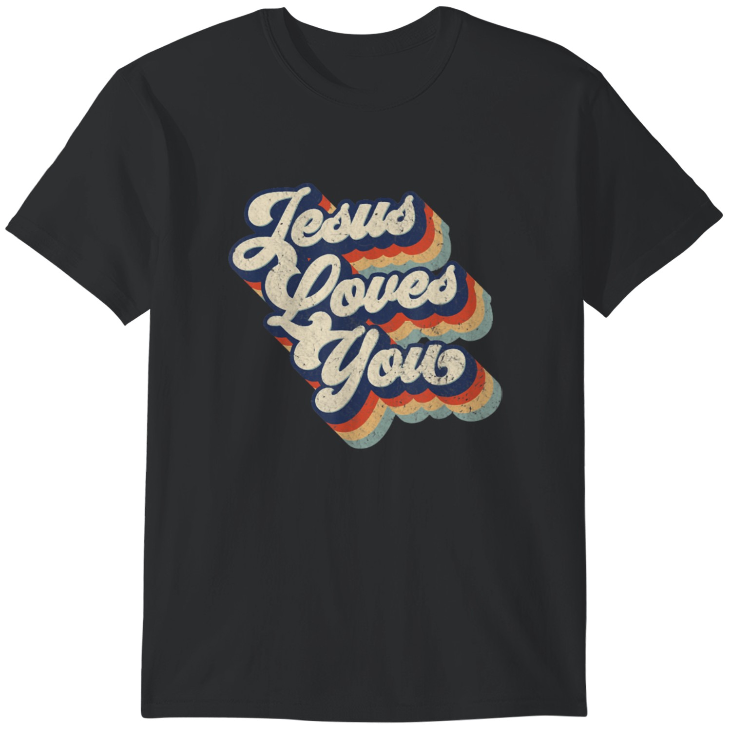 Jesus Loves You Retro Vintage Style Graphic Design Camisetas Clásicas