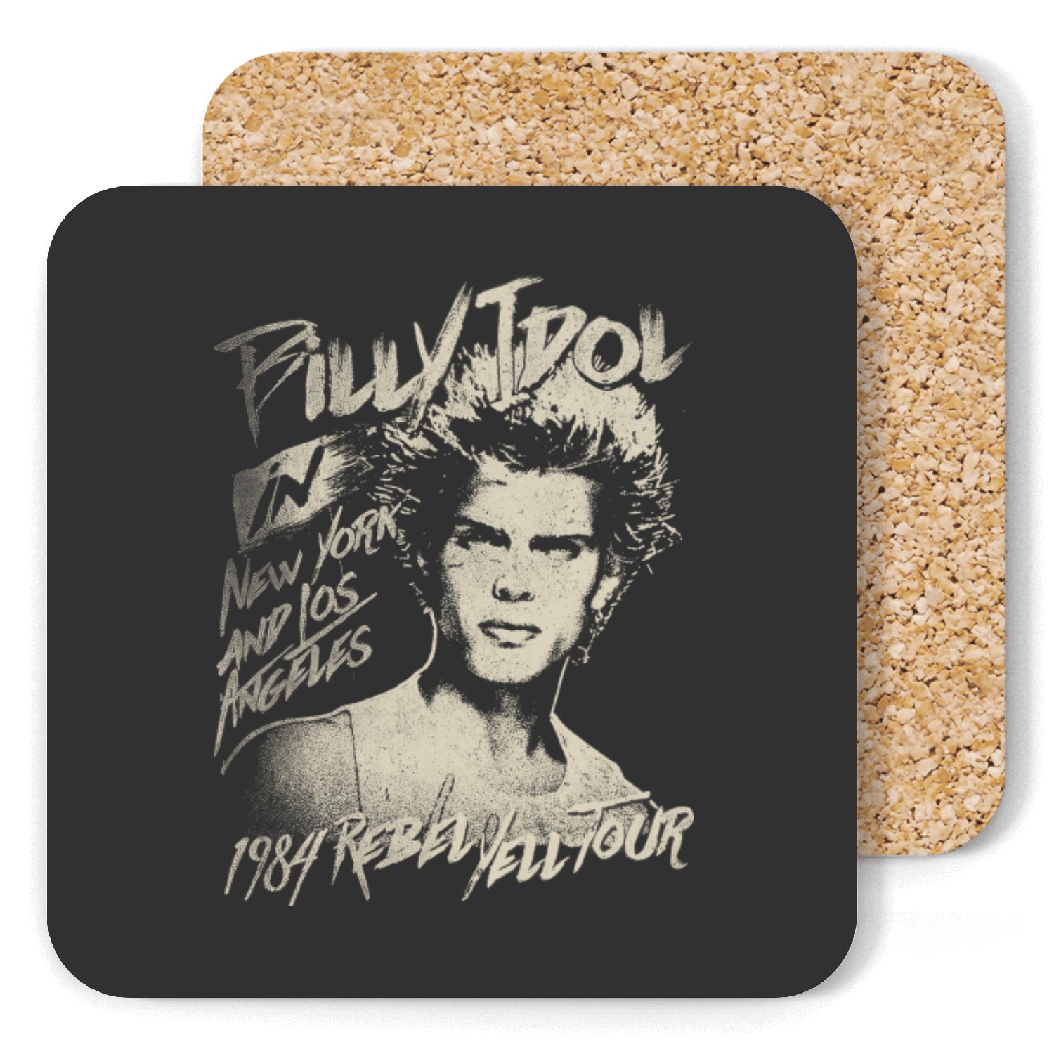 Billy Idol Coasters '84 Rebel Yell Tour Coasters, 80s Music Graphic Tees