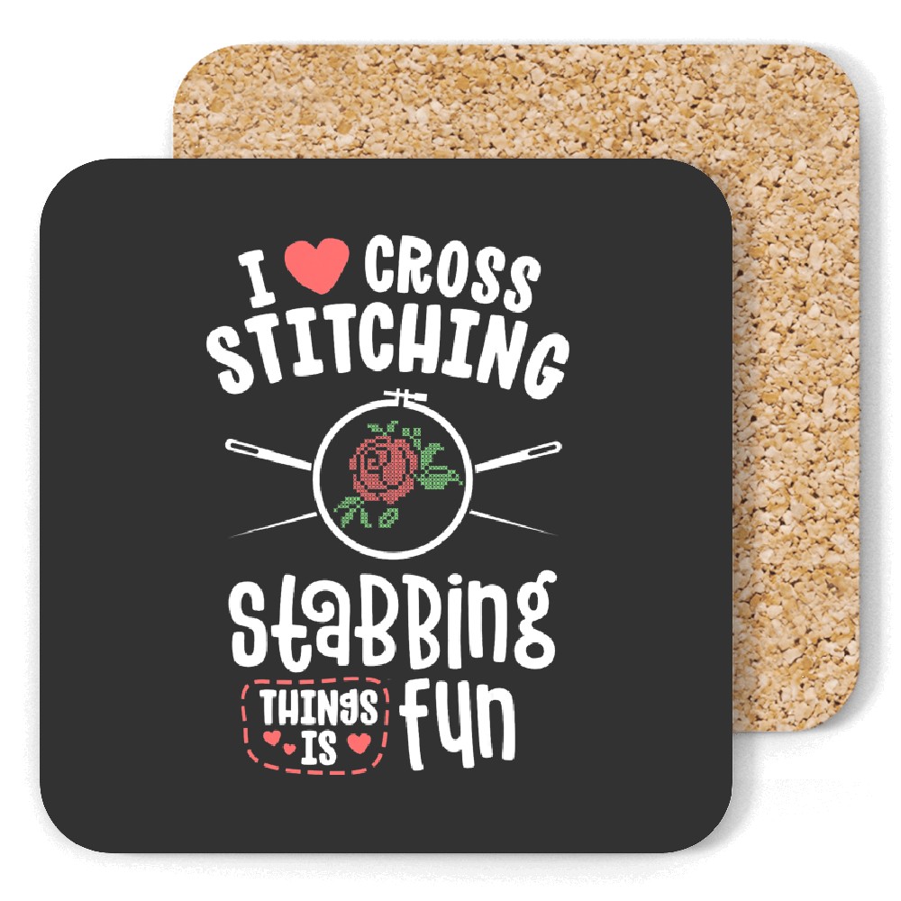 Sewing Machine I Love Cross Stitching Stabbing Things Is Fun Stitcher Sewer 1 Coasters