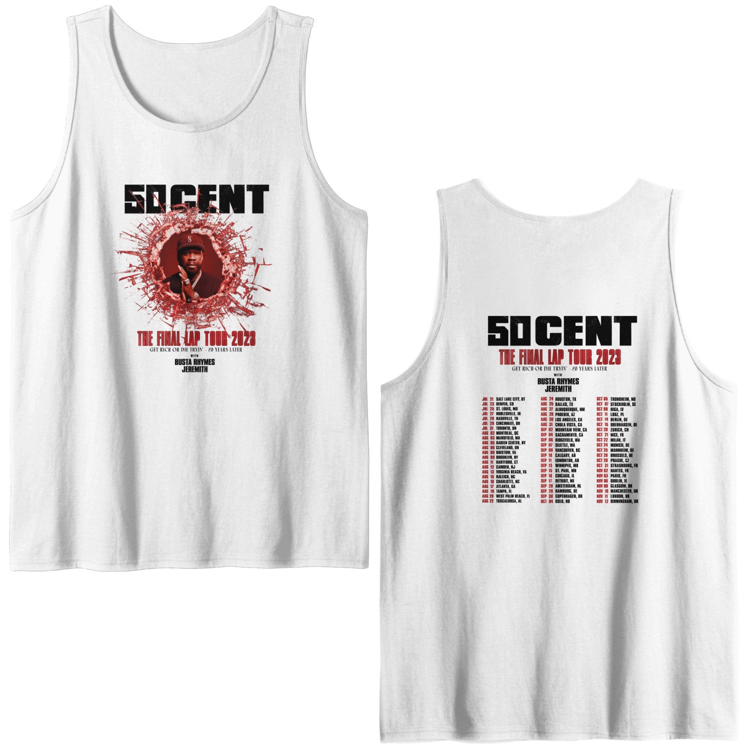 50 Cent The Final Lap Tour 2023 Double Sided Tank Tops, 50 Cent Merch ...