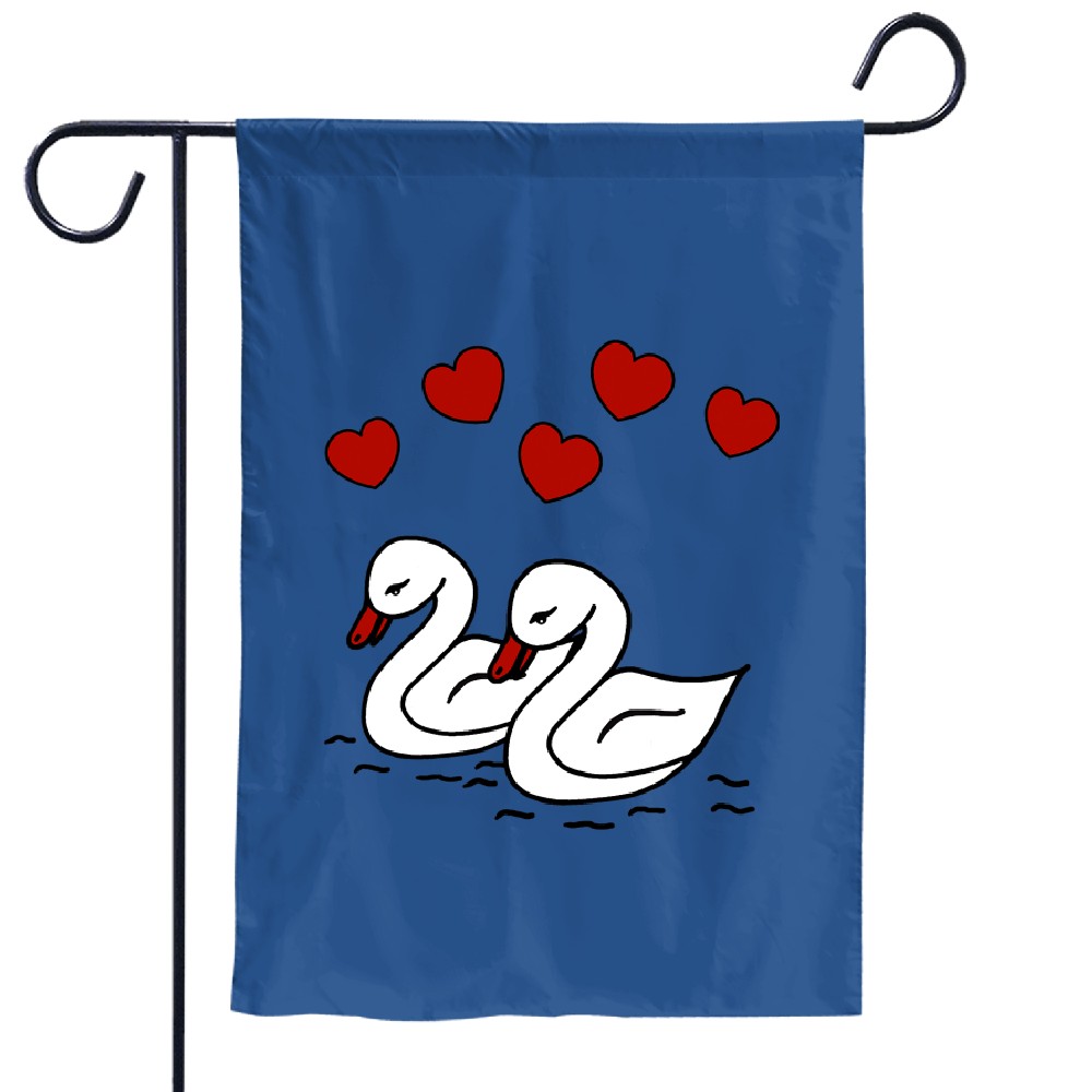 Swan Love Swans Valentines Day Couple Heart Drawing Garden Flags