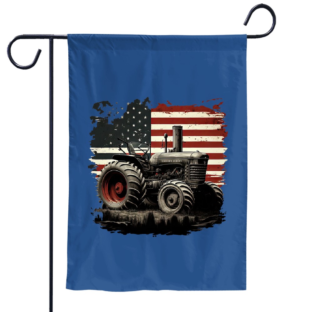 Tractor Driving Farm Tractor USA Farmer Farm Flag Vintage American ...