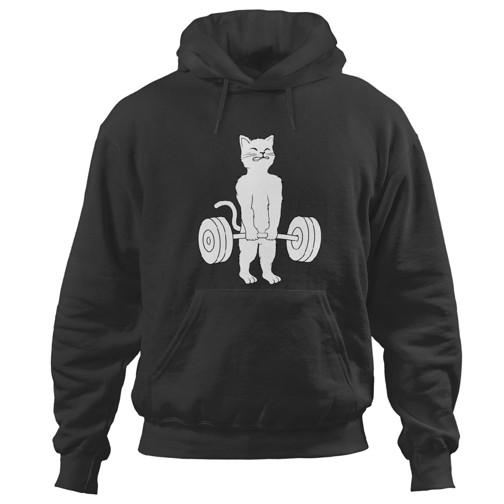 Lifting Hoodie Cat Deadlift - Powerlifting Kitty Muscle Cat