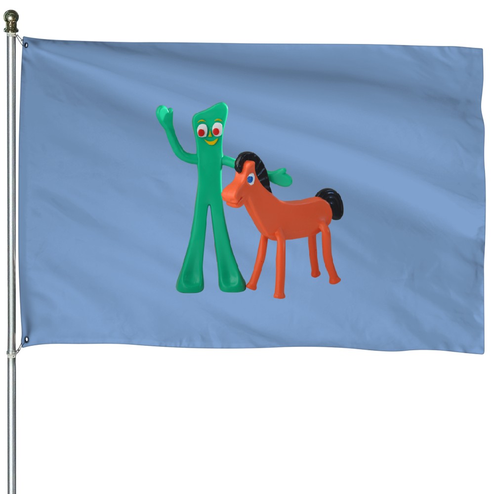 Gumby And Pokey Cartoon Art House Flags
