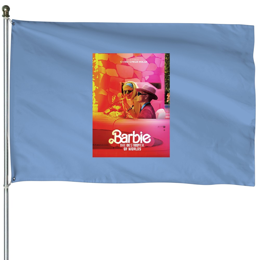Oppenheimer Barbie Movie House Flags