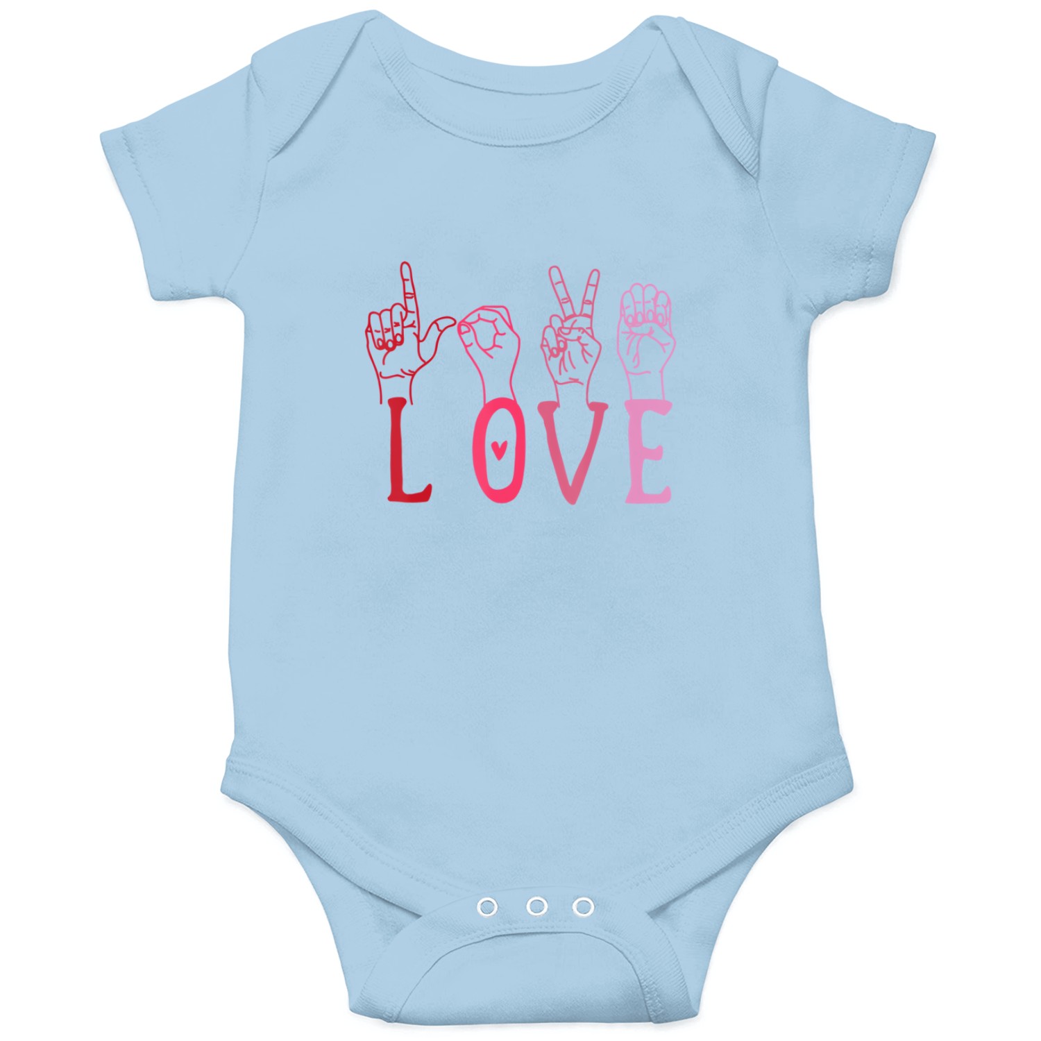 Love Asl Hearts Valentines Day Cute American Sign Language Onesies