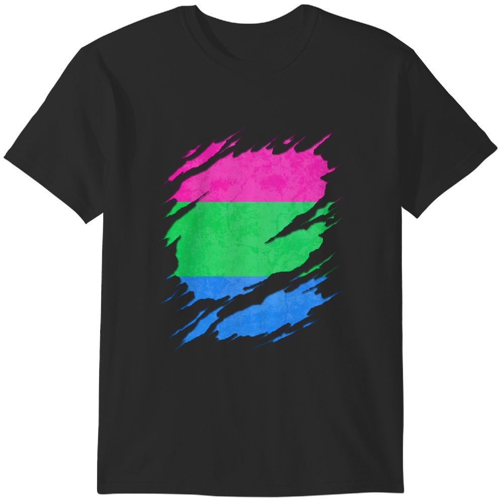 Polysexuelle Pride Flag Ripped Reveal T-shirt