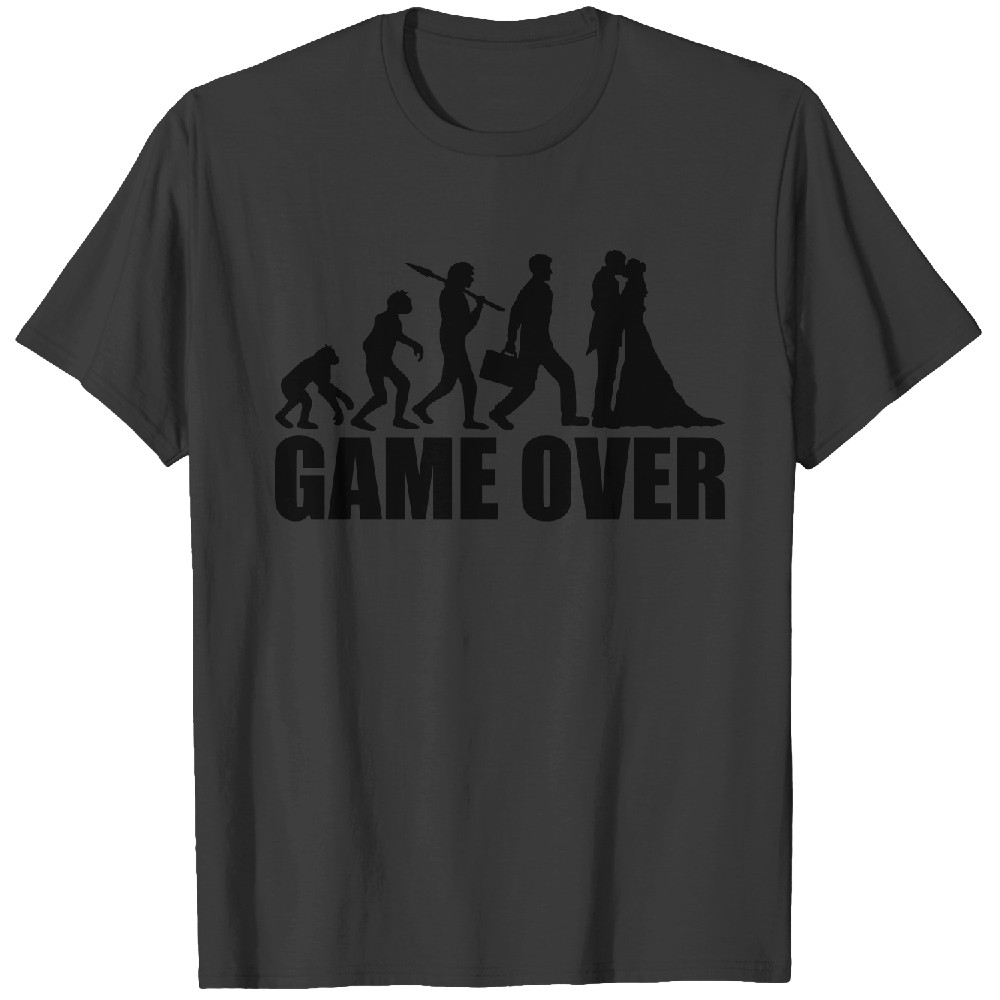 Wedding Game Over Love Evolution Couple Kissing In T-shirt