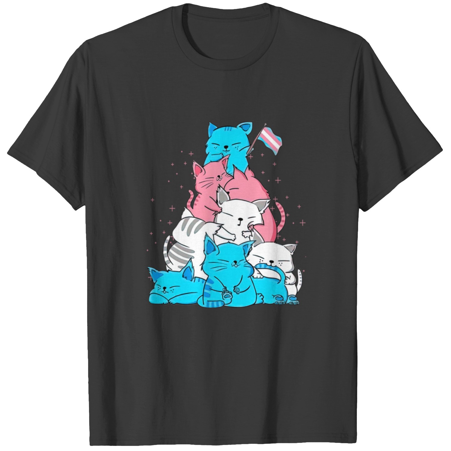 Transgender Pride Cat LGBT Trans Flag Cats Pile T-shirt