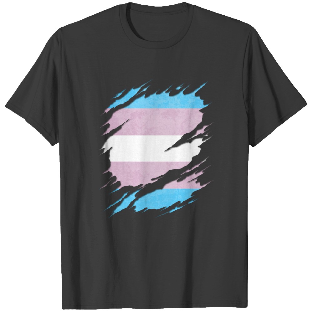 Transgender Pride Flag Ripped Reveal T Shirt
