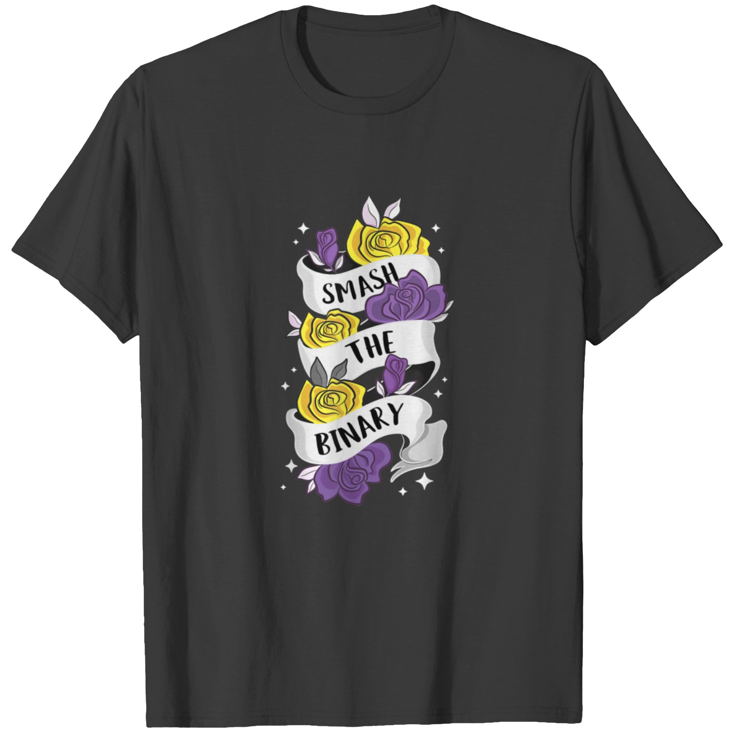 Smash The Binary Gender Fluid Roses Non-Binary T-shirt
