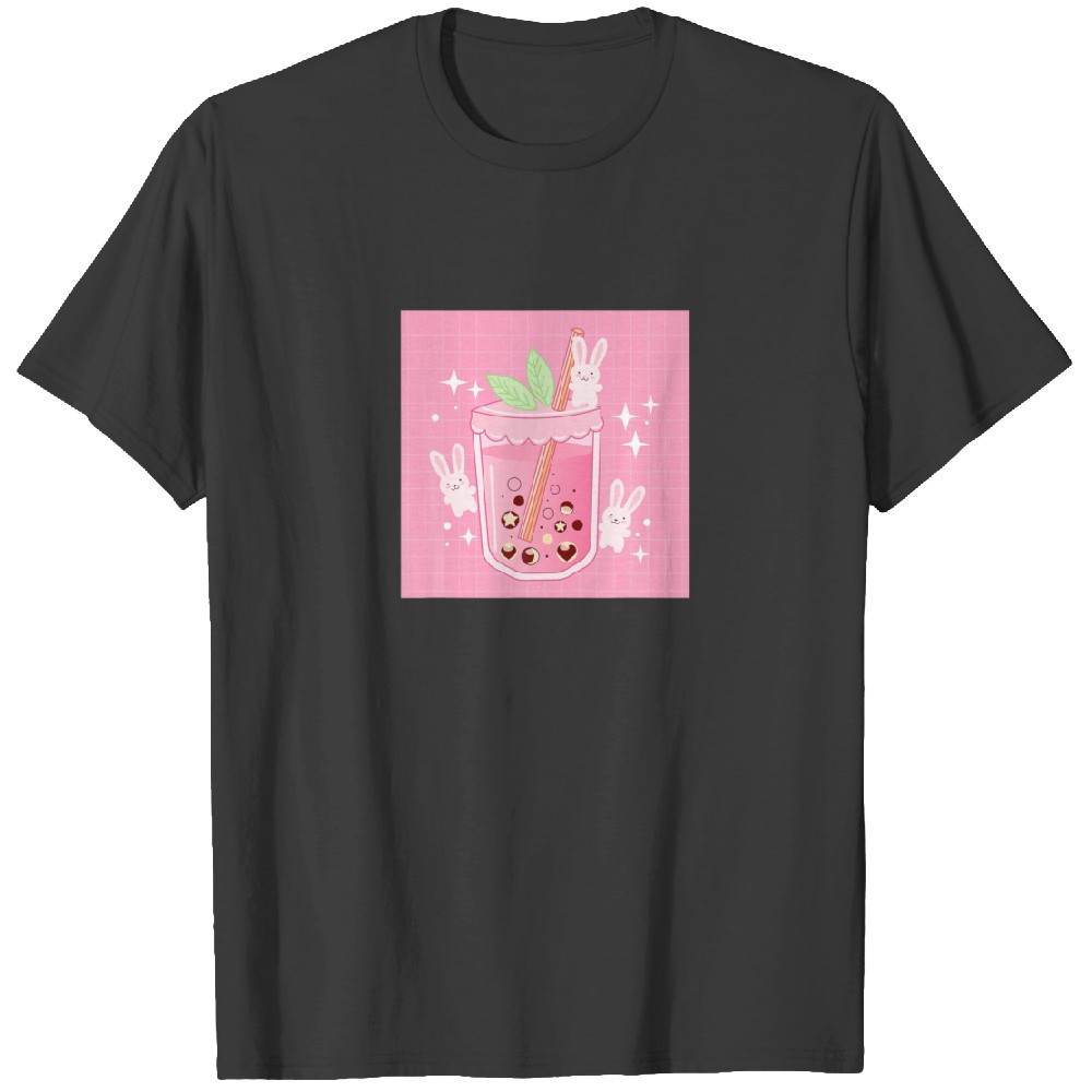 Boba Tea Bubble Tea Milk Kawaii Tapioca Bunny Rabb T-shirt