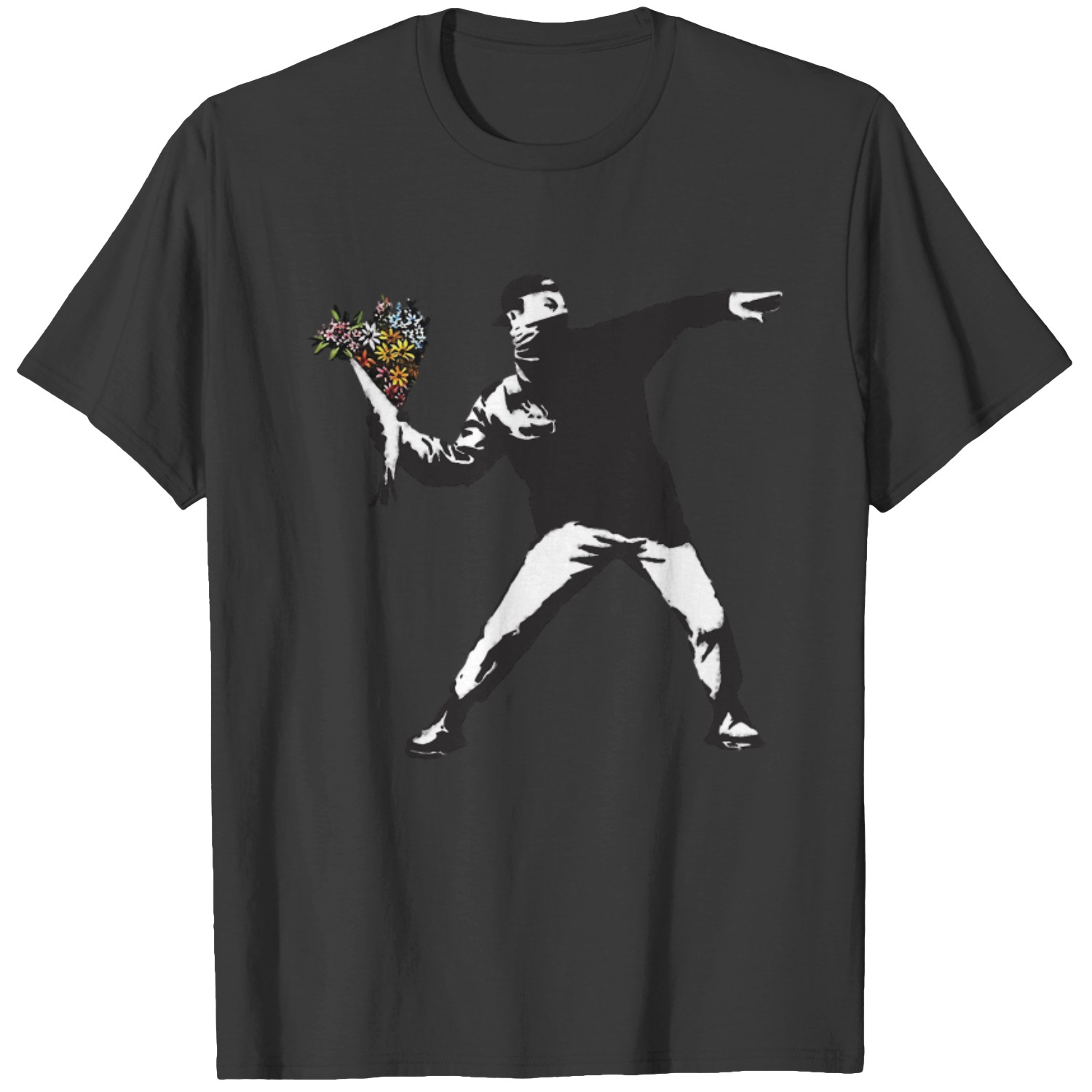 Banksy Protest Anarchist Throwing Flowers Thrower Make Art On White ...