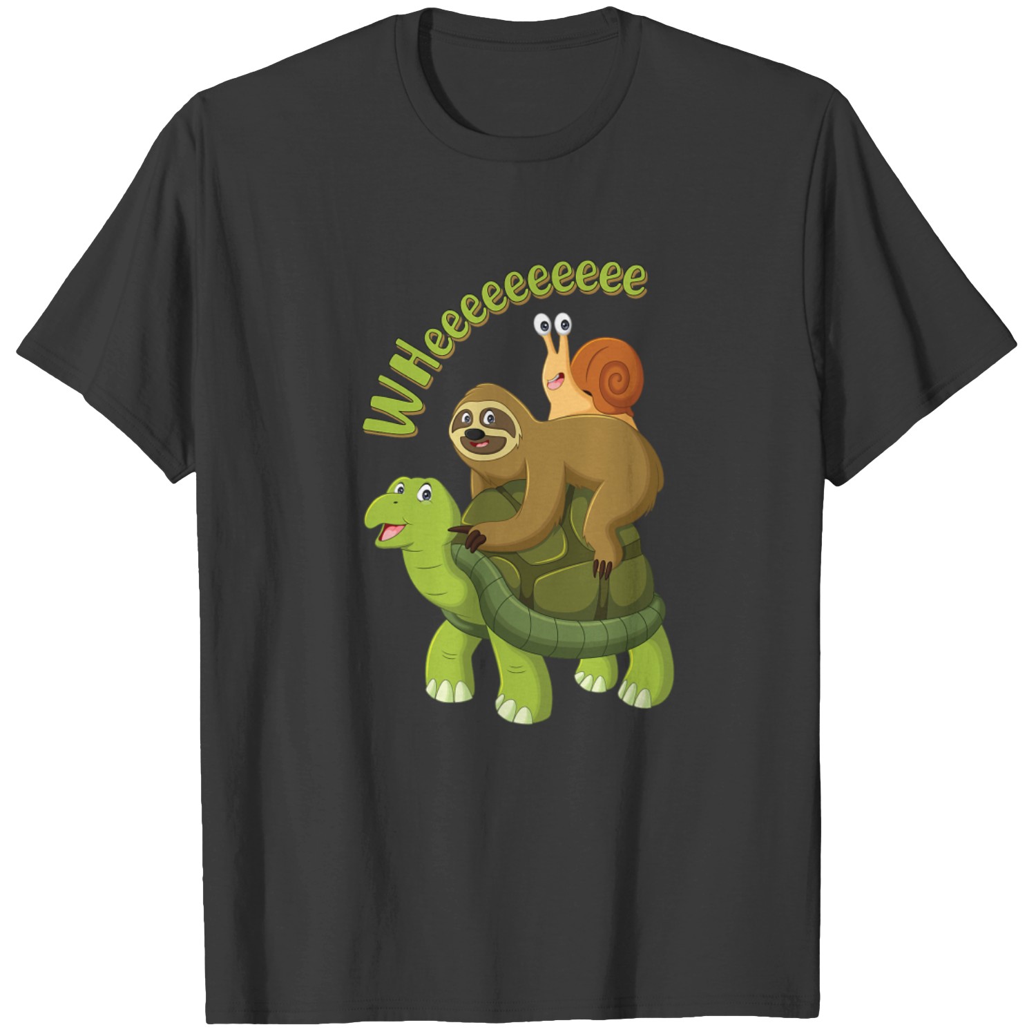 Cute Sloth Turtle Snail Piggyback Funny Animal Running Wild Sloths T-Shirts