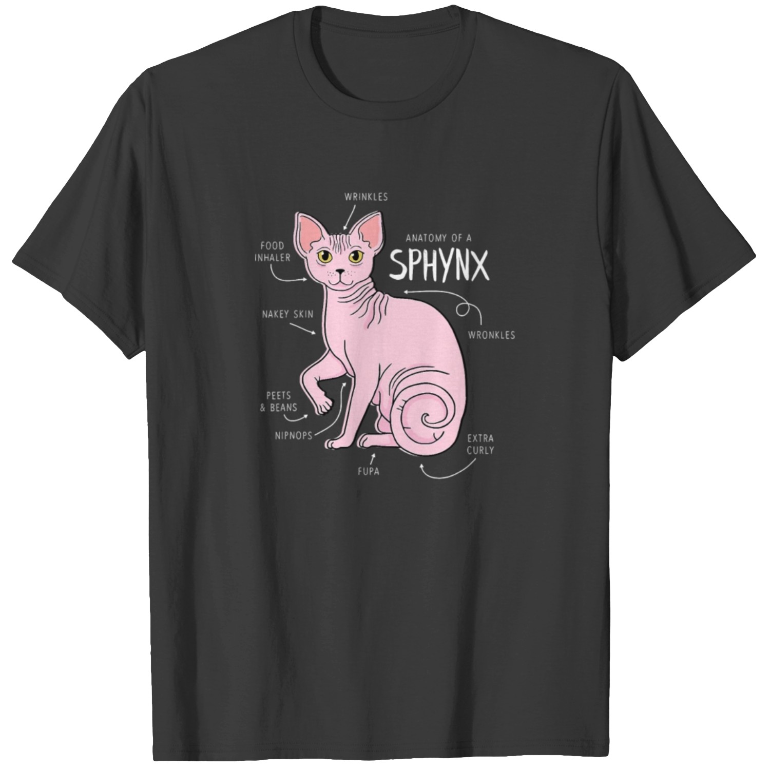 Anatomy Of A Sphynx Funny Cat T Shirt T-shirt