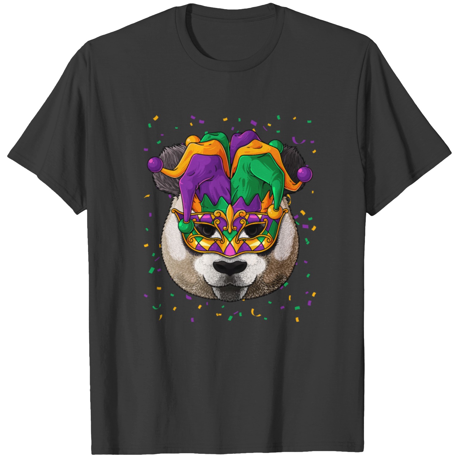 Panda Mardi Gras Animal Face Carnival Jester Festi T-shirt