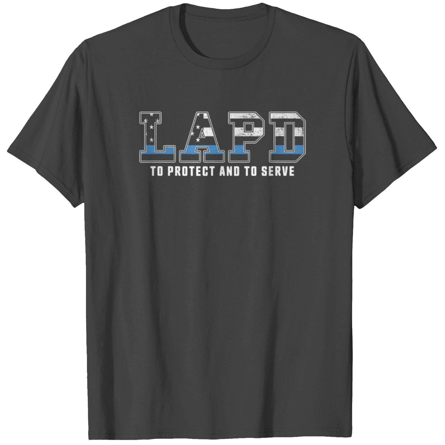 LAPD To Protect And To Serve Blue Line Flag Logo T Shirts
