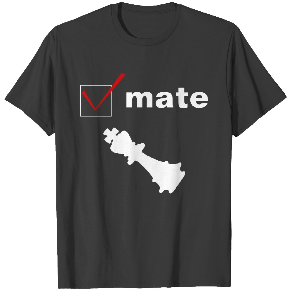 "Check Mate" With Red Check Mark And Chess King T-shirt