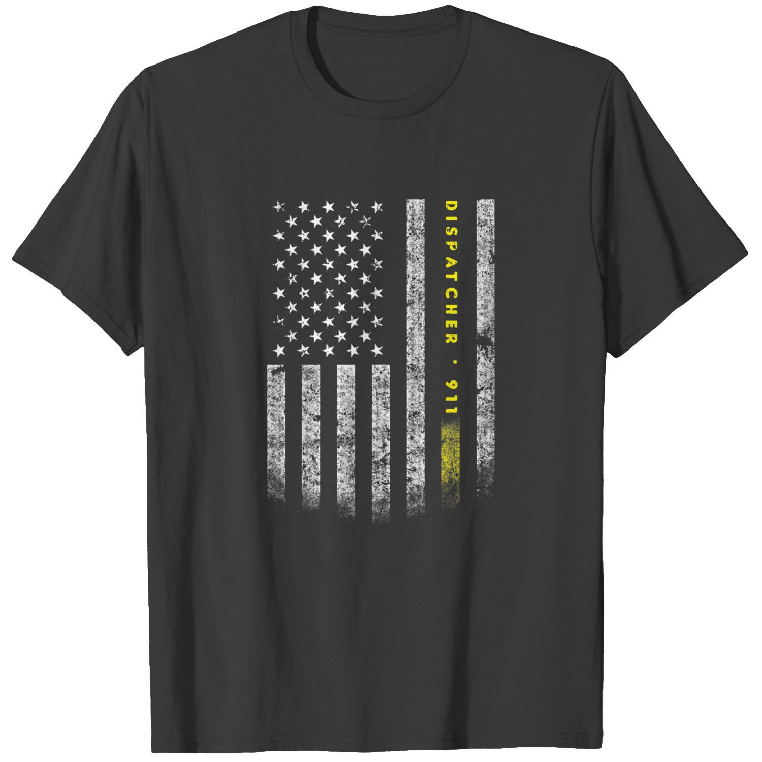 American Flag 911 Dispatcher Gold Line USA T-shirt