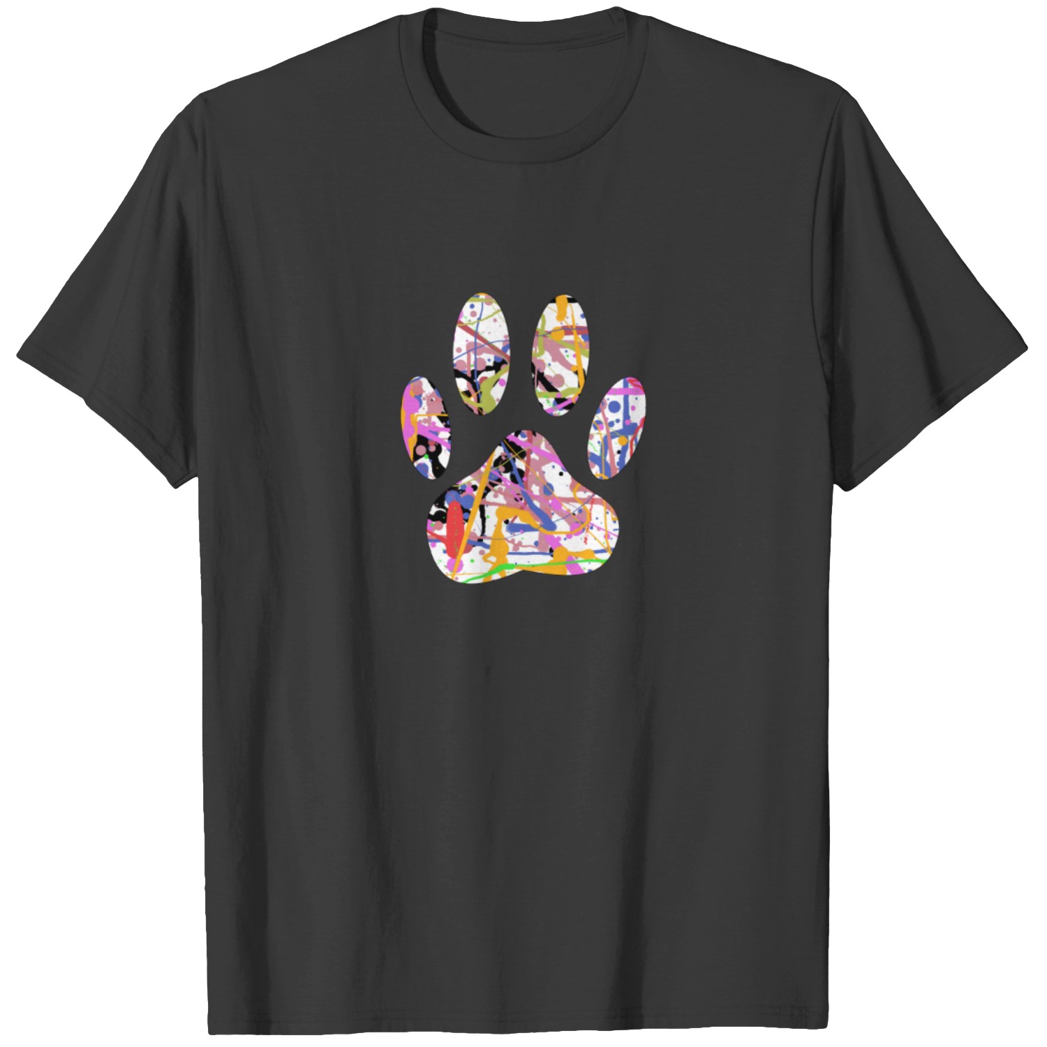 Paint Splatter Dog Paw Print T-shirt
