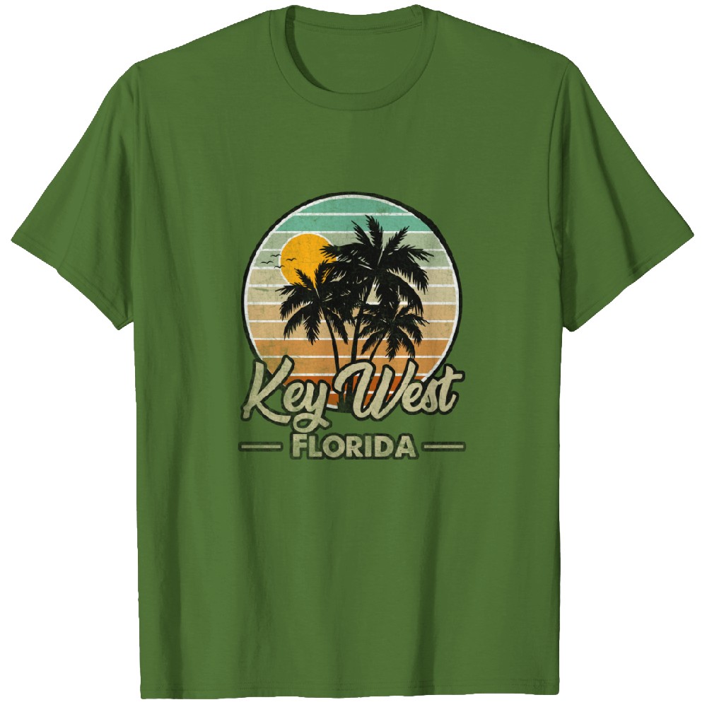 Key West Florida Keys Retro 70s Beach Vacation T-shirt