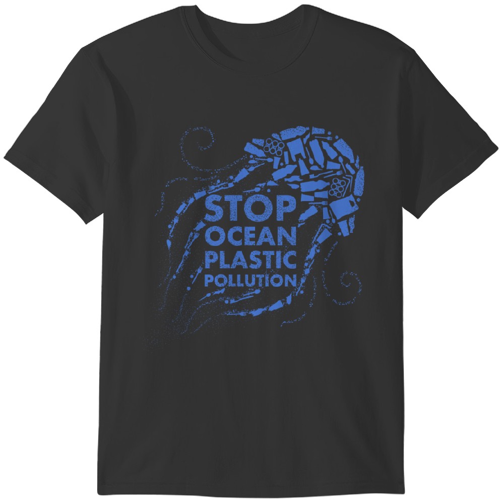 Méduse Bleu Stop Ocean Plastic Pollution T-shirt