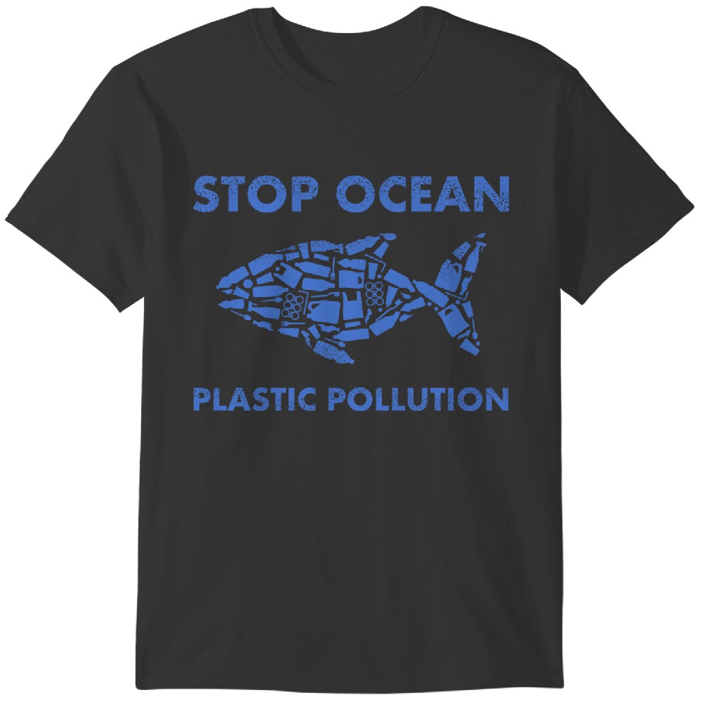 Poisson Bleu Stop Ocean Plastic Pollution T-shirt