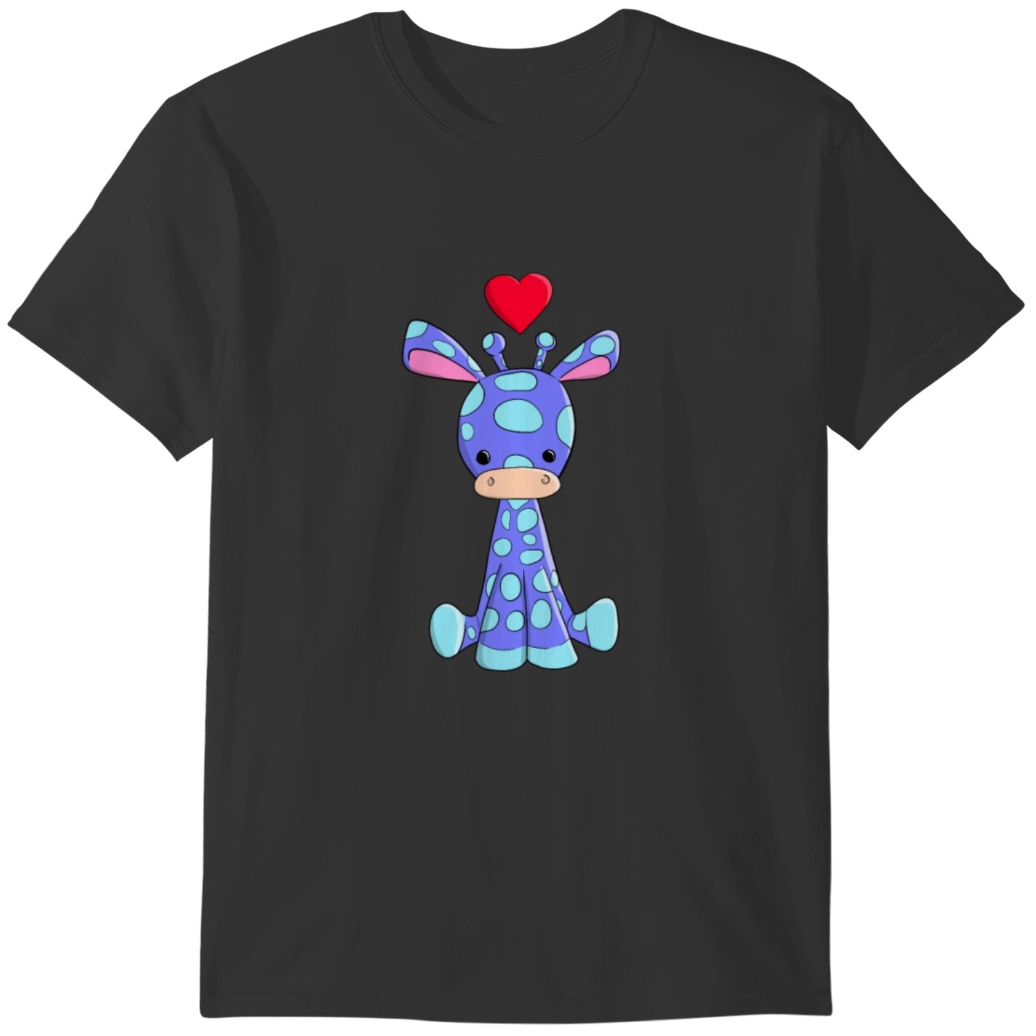Girafe De Dessin Animé Avec Coeur Girafe De Dessin Animé T-shirt