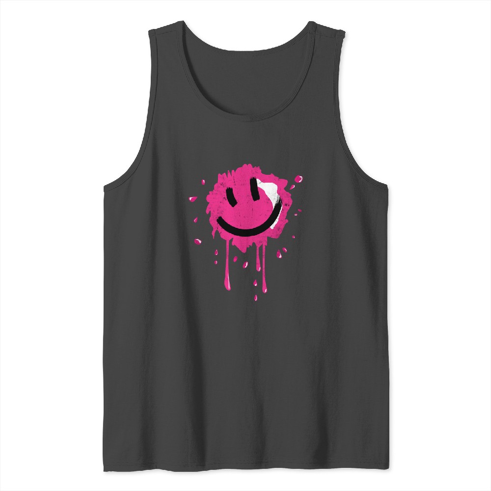 Trippy Smiley Face Tank Top Funny Melting Acid Smiley Face Paint ...