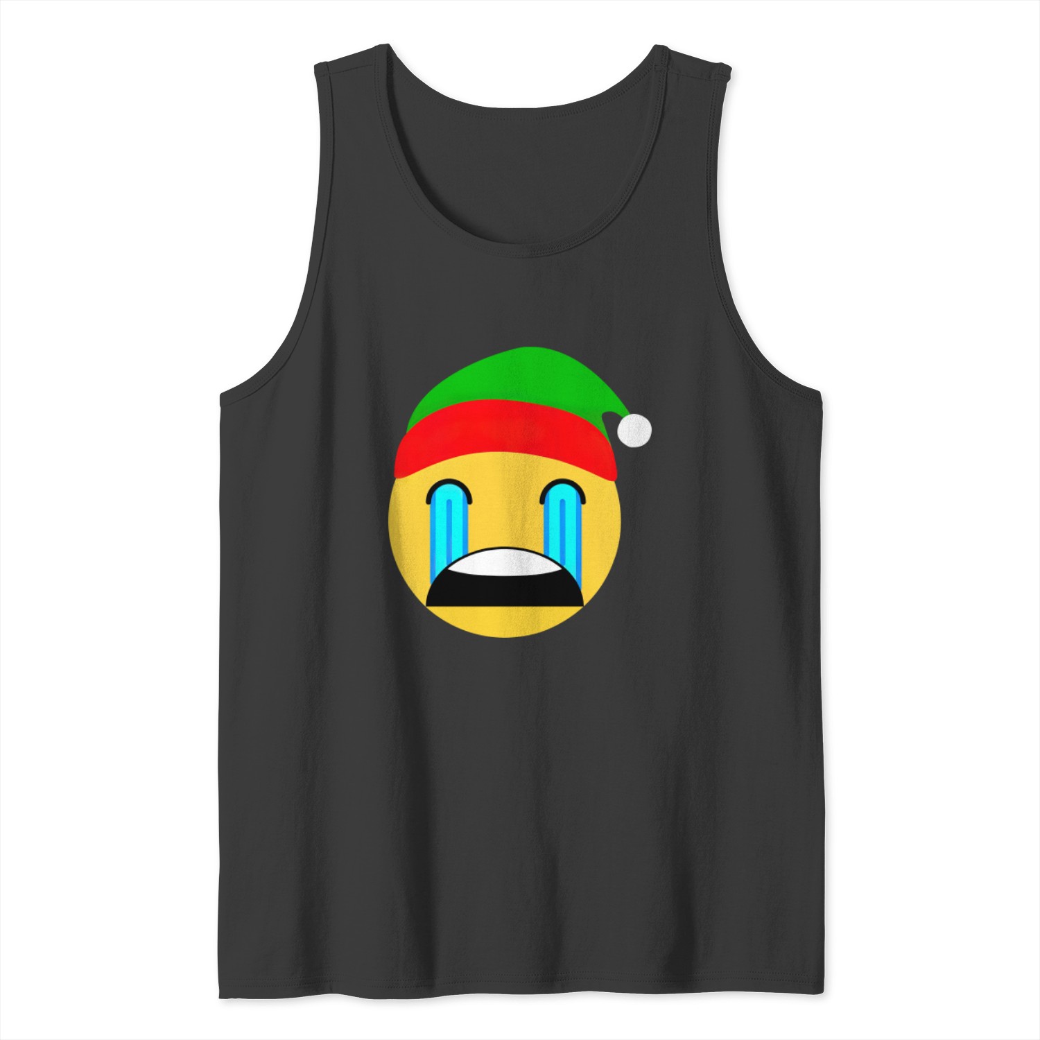 Emoji Tank Top Funny Crying Face Emojis Smiley Grumpy Christmas Santa Hat