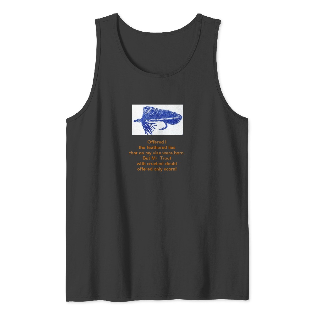 Cruel Trout Poem With Blue Matuka Streamer. Tank Top