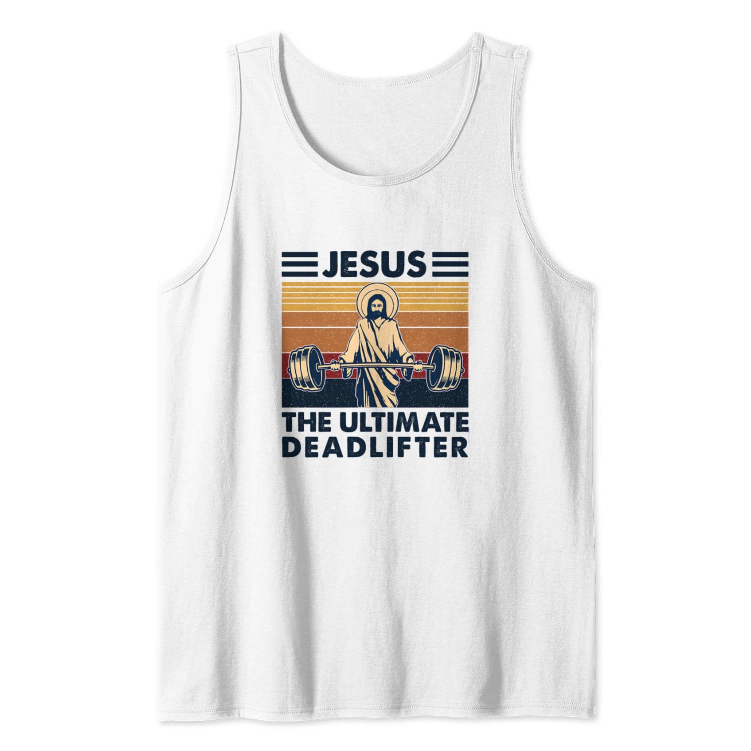 Jesus The Ultimate Deadlifter Tank Tops, Funny Vintage Gym Christian ...