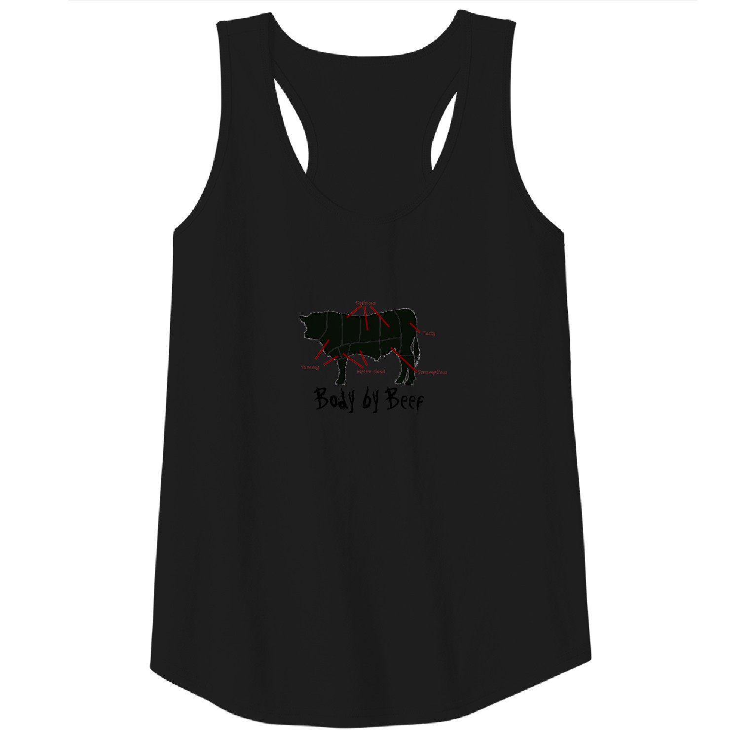 Body By Beef! Funny Beef Cuts Butcher Chart Tank Top