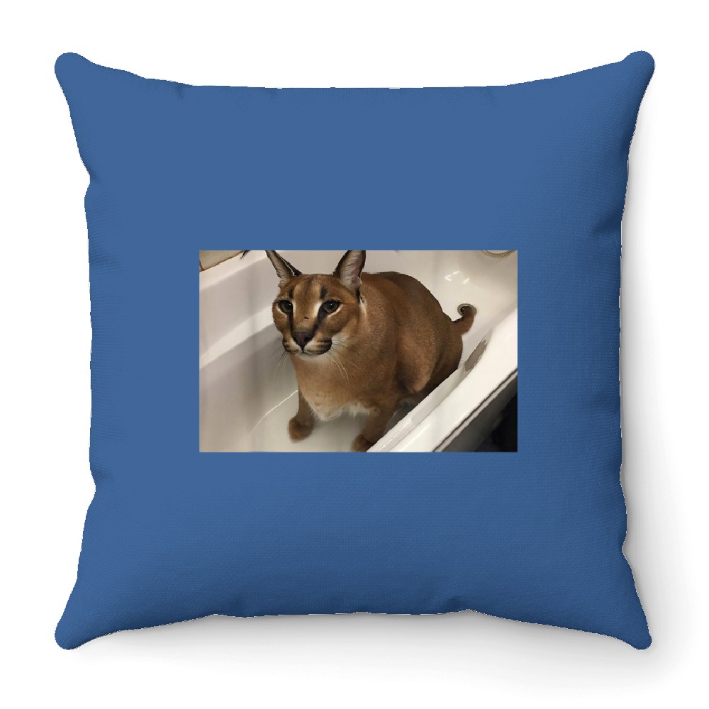 Cutest Bathtub Big Floppa My Beloved Caracal Cat Meme Throw Pillows