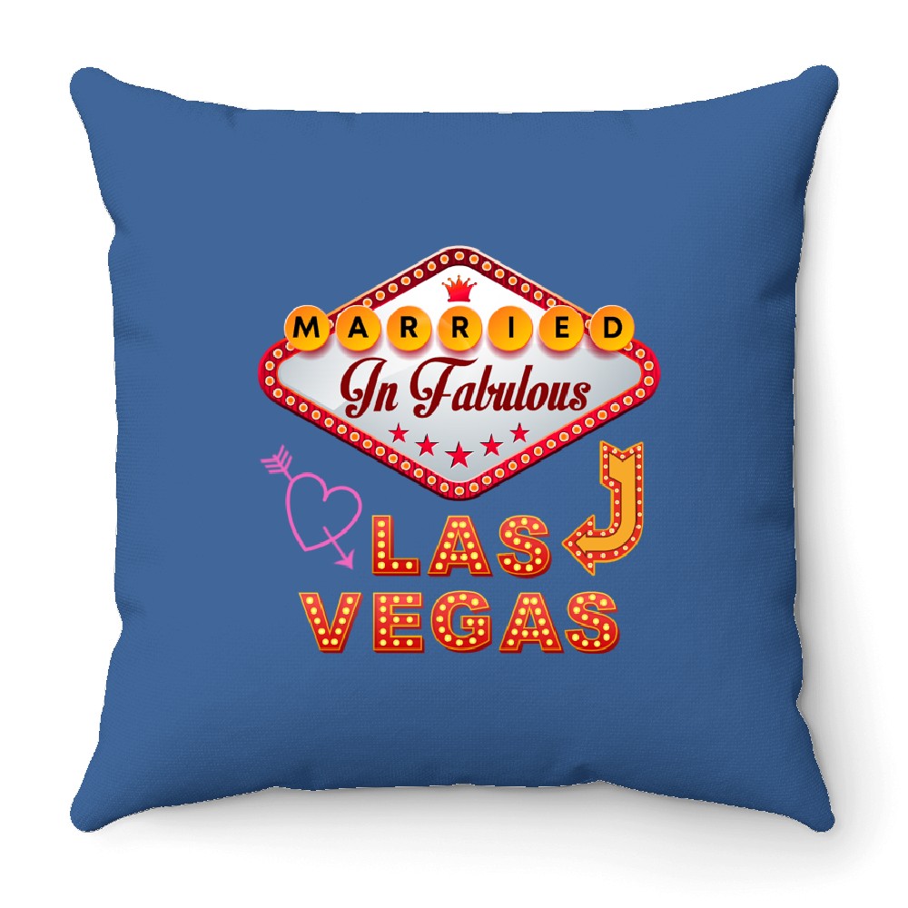 Just Married Couples - Married In Las Vegas Throw Pillows
