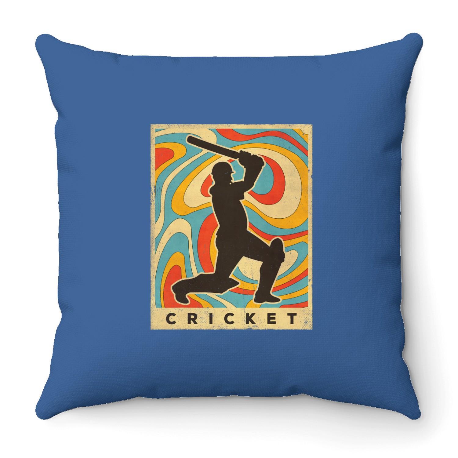 Cricket Fan Vintage Cricket Sport Retro Poster Throw Pillows