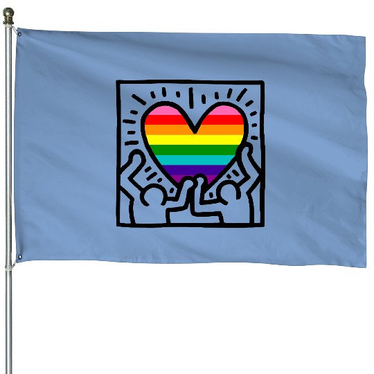 Keith Haring Heart House Flags, Pop Art House Flags, Love Pride House Flags
