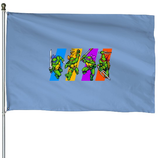 Ninja Turtles Pixel Art Arcade House Flags