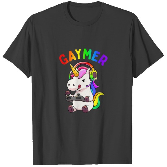 Gaymer Gay Pride Flag LGBT Gamer LGBTQ Gaming Unic T-shirt