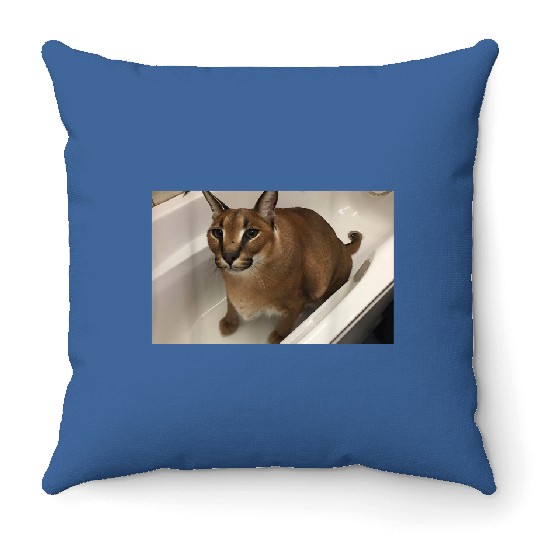 Cutest Bathtub Big Floppa My Beloved Caracal Cat Meme Throw Pillows