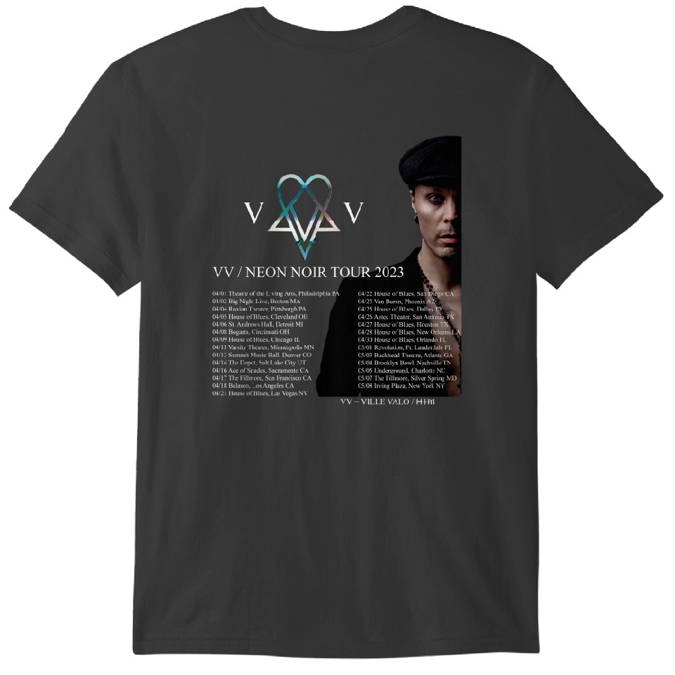 VV Neon Noir Tour 2023, Ville Valo Tour Double Sided Shirt Designed ...