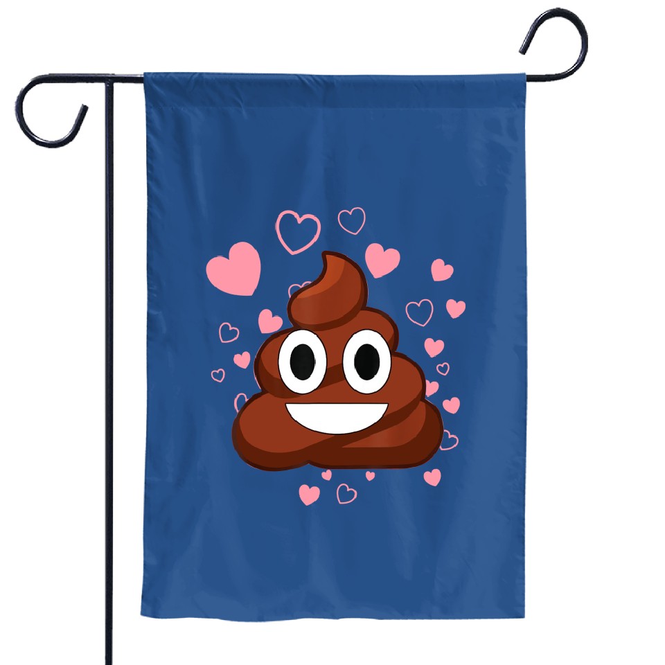 Emoji Garden Flags Funny Valentines Heart Poop Emoticon | ID 12686424 ...
