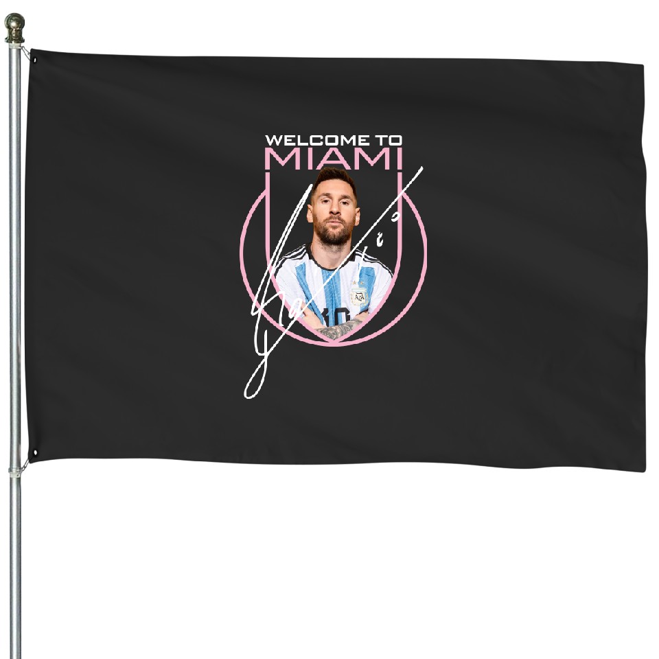 Lionel Messi Welcome to Inter Miami signature House Flags, Messi in ...