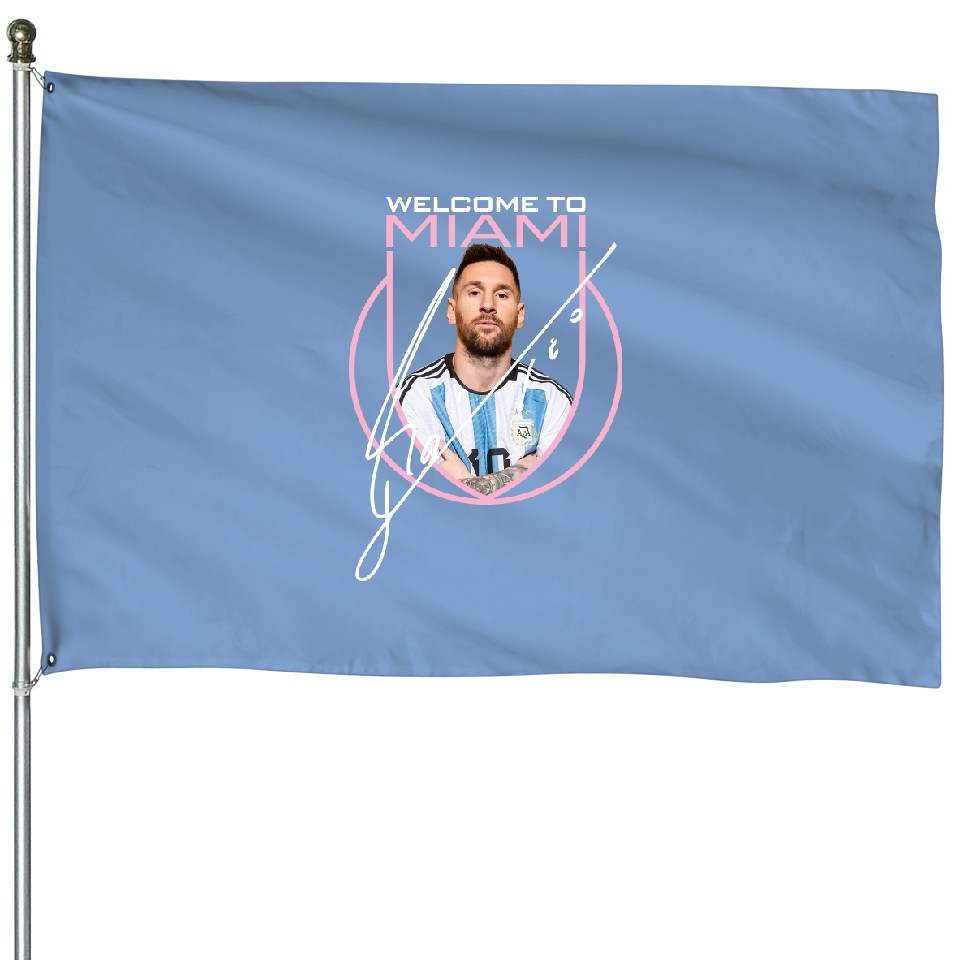 Lionel Messi Welcome to Inter Miami signature House Flags, Messi in ...