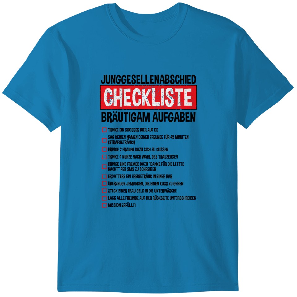Herren Bräutigam Aufgaben Junggesellenabschied JGA Männer T-Shirt Entworfen Und Verkauft Von ...