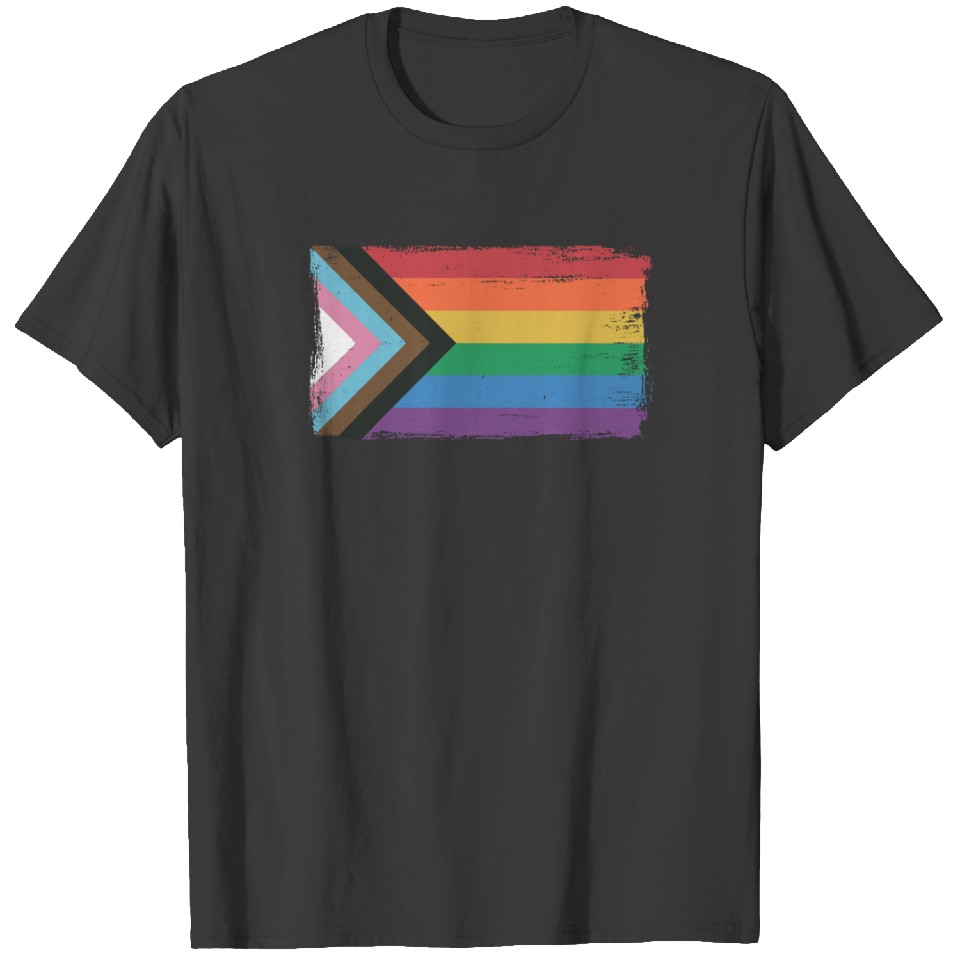 Progress Pride Rainbow Flag T Shirts - Distressed Vintage Paint - Gay ...