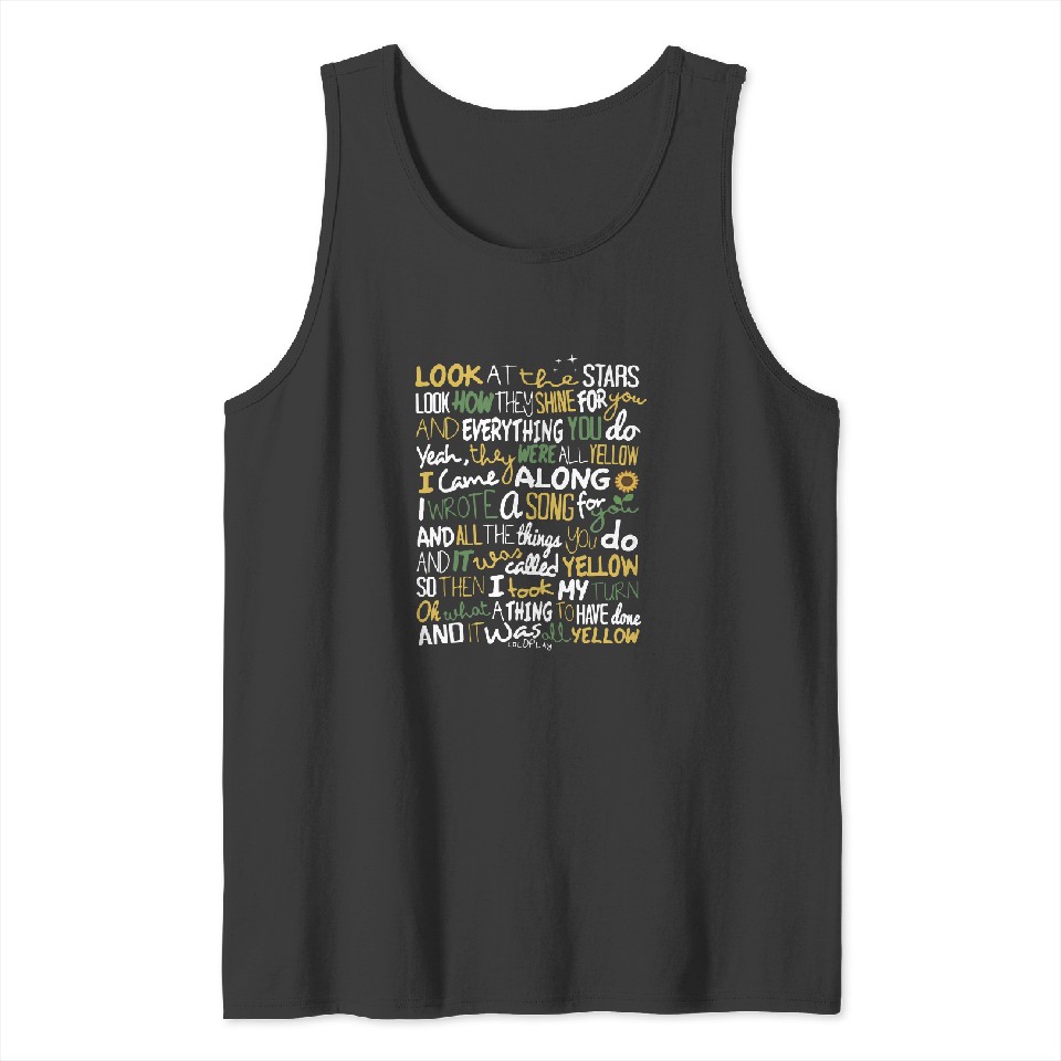 Coldplay Yellow Lyrics 2023 Music Tour Merch Tank Tops Entworfen Und ...