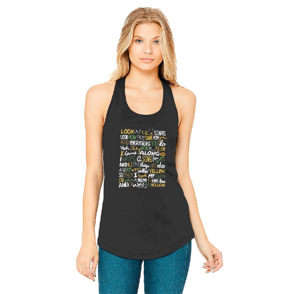 Coldplay Yellow Lyrics 2023 Music Tour Merch Tank Tops Entworfen Und ...