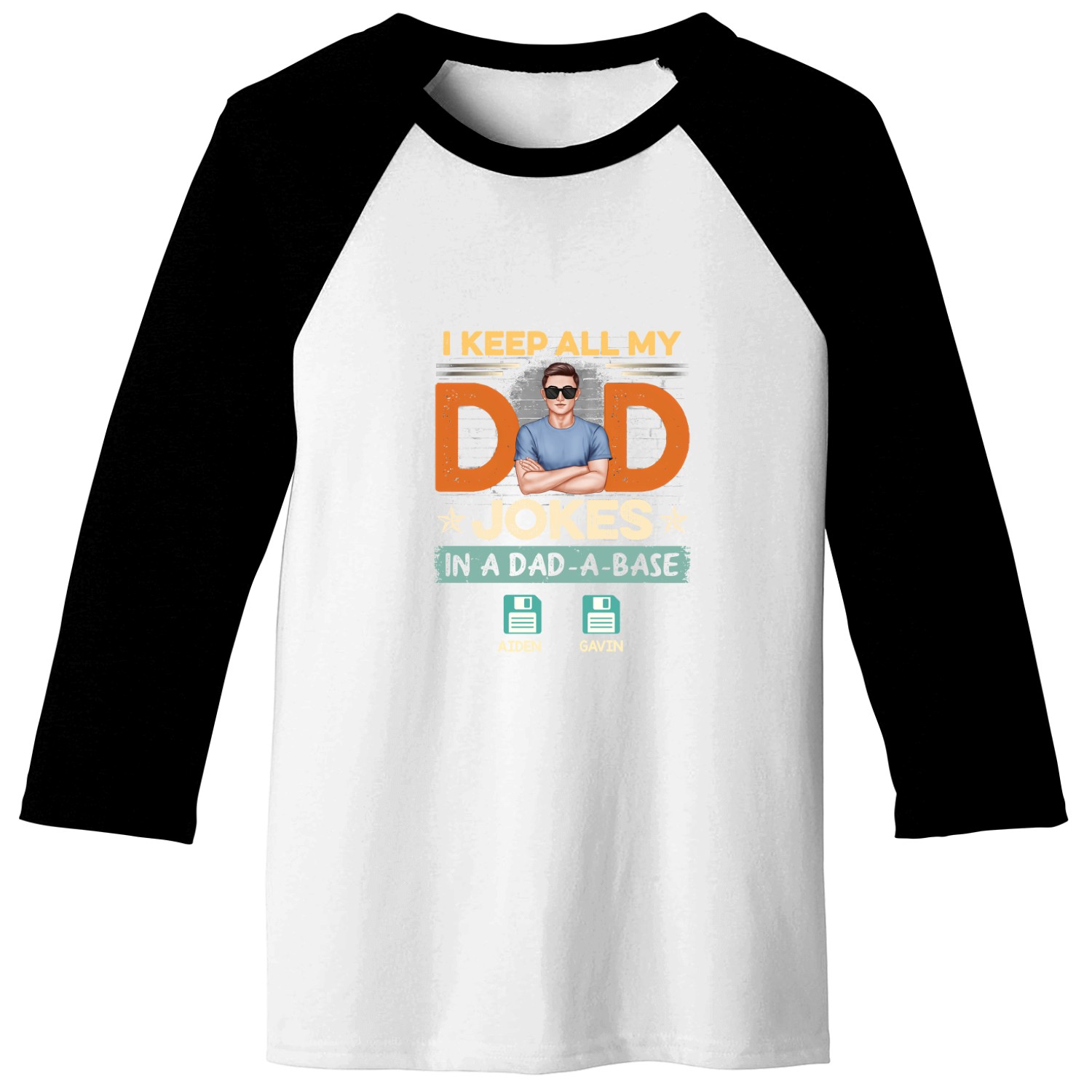 Keep All Dad Jokes In Dadabase Personalized Baseball Tees designed by ...